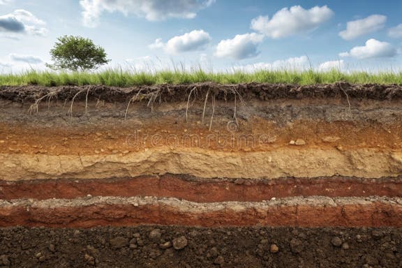 Underground Earth Texture, Cross Section of Soil Layers Panorama ...
