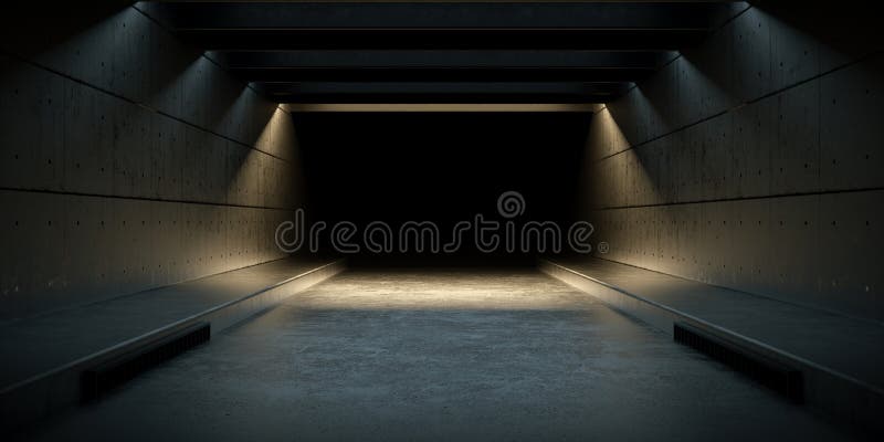 Underground Empty Stage Corridor Passage with Sun Light Shade on ...