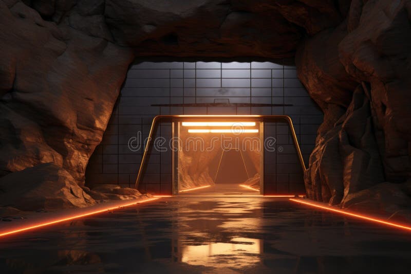 Underground Energy Storage Cavern Entrance Stock Illustration ...