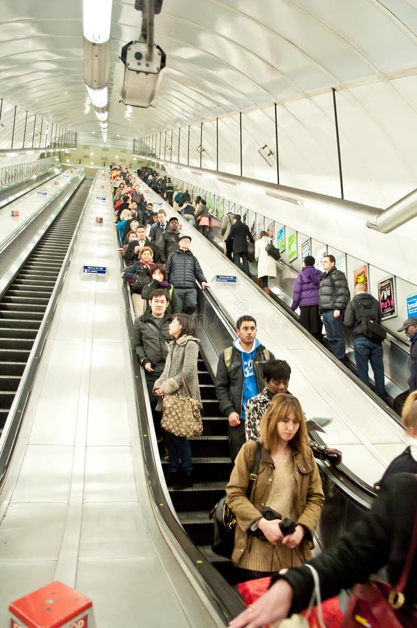 Underground Escalators at London Editorial Stock Image - Image of ...