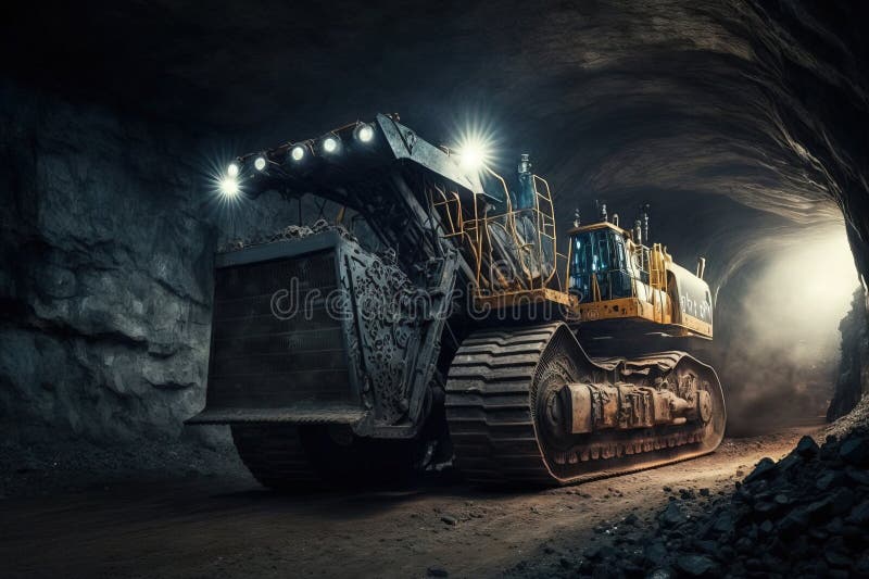 Underground Excavator in a Coal Mine Stock Illustration - Illustration ...
