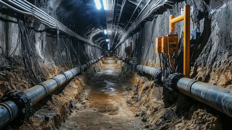 Underground Fiber Optic Cable Infrastructure Tunnel Engineering Urban ...