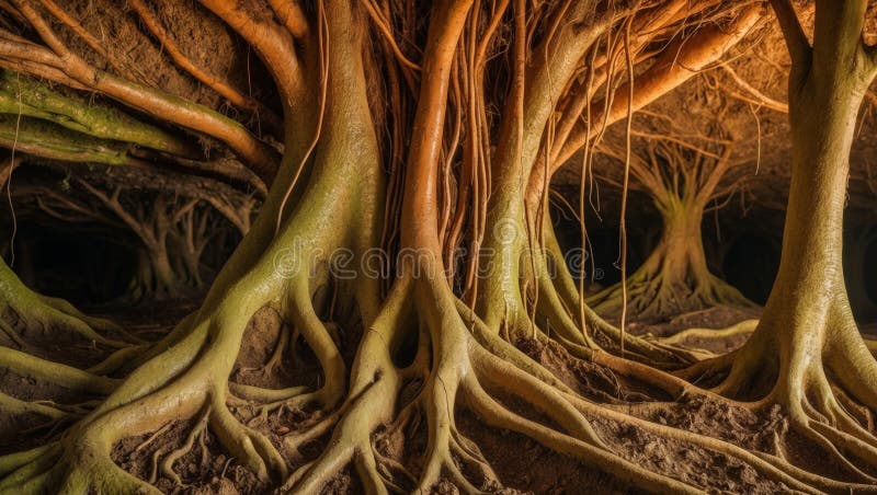 Underground Forest Soil and Roots Structure. Stock Photo - Image of ...