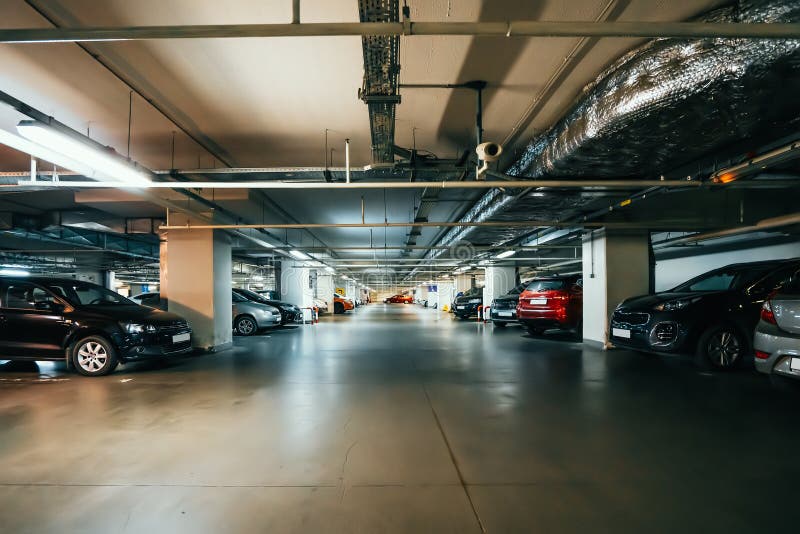 Underground Garage or Modern Car Parking in Mall Stock Photo - Image of ...