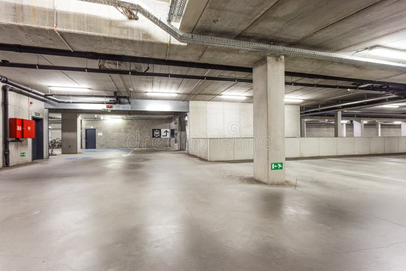 An underground garage stock image. Image of parking, concrete - 89239167