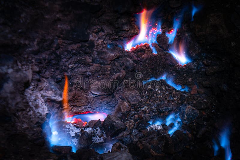 Underground Gas Flames of Mount Chimaera, Cirali, Turkey Stock Image ...