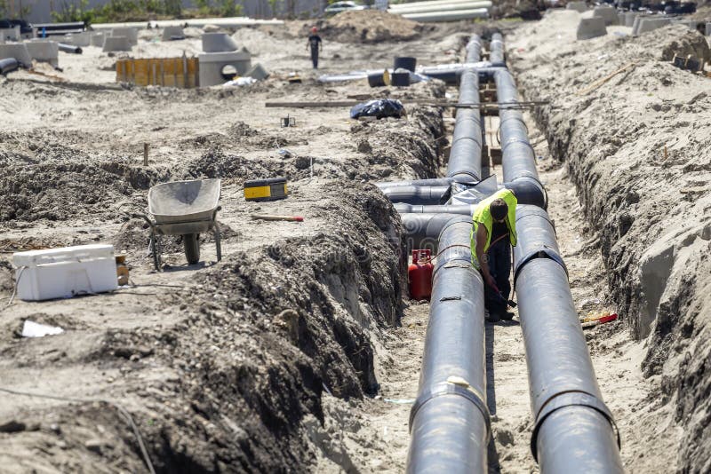 Underground Heating System at a Construction Site Stock Photo - Image ...