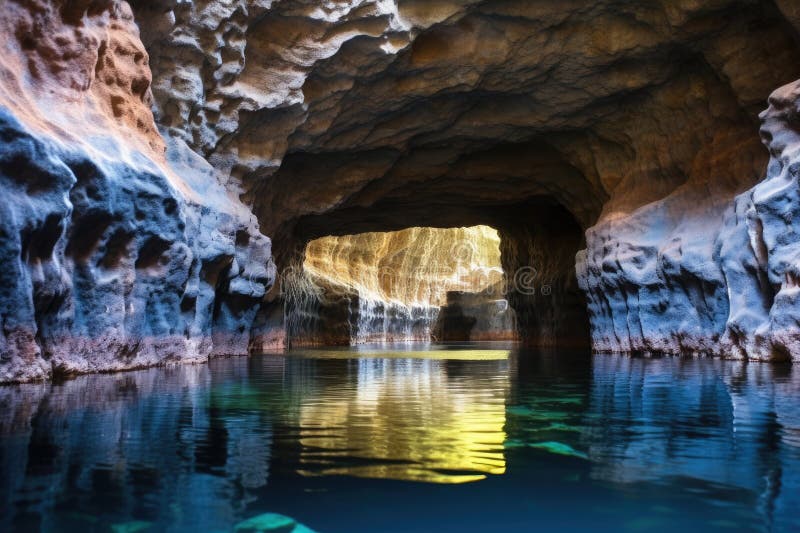 An Underground Hot Spring in a Natural Rock Formation Stock ...