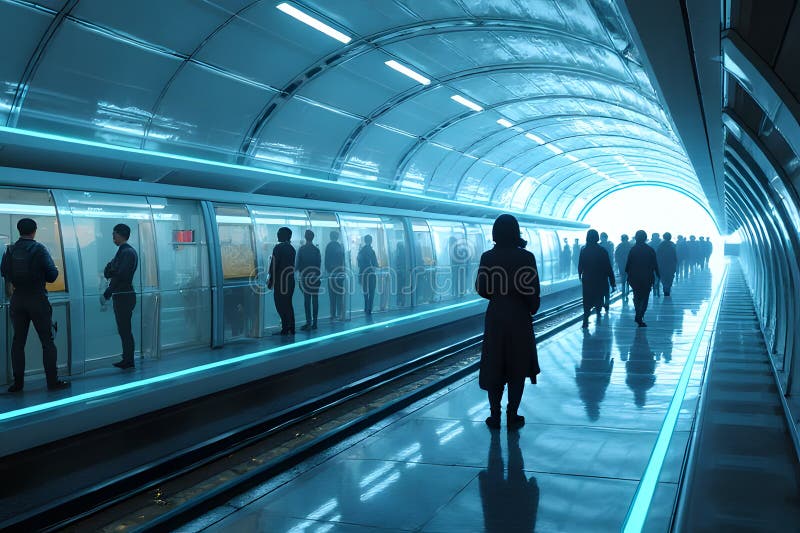 Underground Hyperloop Network Beneath a Mega City Stock Illustration ...