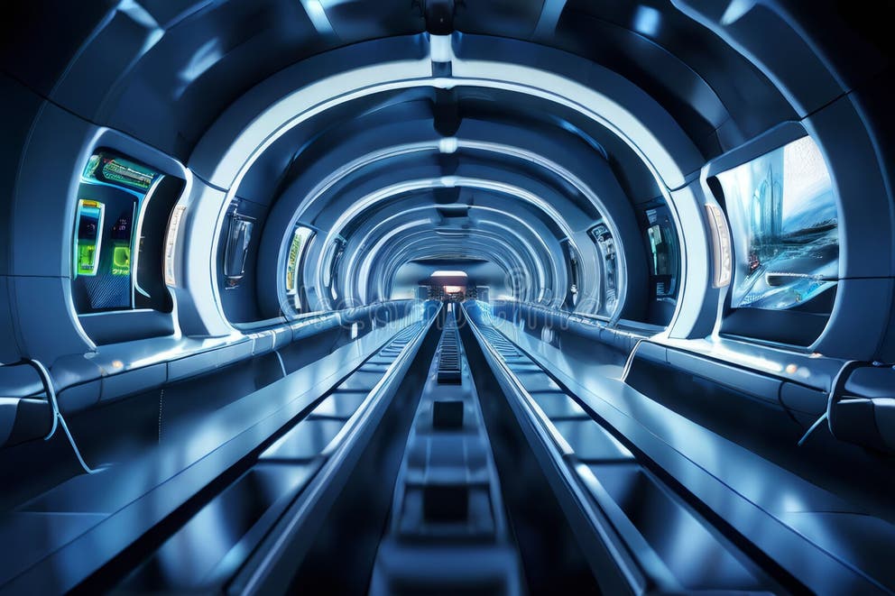 Underground Hyperloop Tunnel with Pods and Automated Maintenance Stock ...