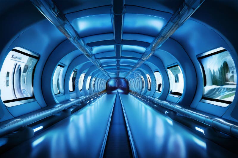 Underground Hyperloop Tunnel with Pods Cross Section View of a H Stock ...