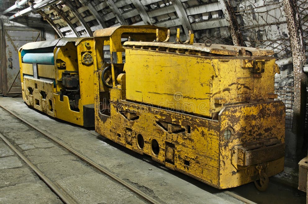 Underground Industrial Train in Mine Stock Image - Image of tunnel ...