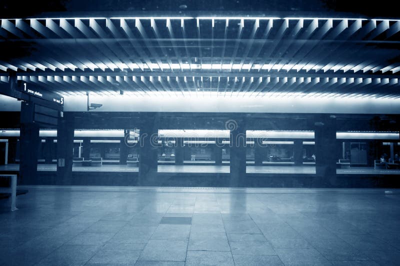 Underground Interior. Blue Architectural Background Stock Image - Image ...