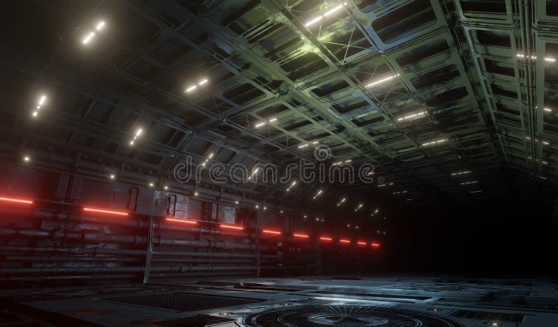 Underground Laboratory Control Room Interior Lighting Scene Stock ...
