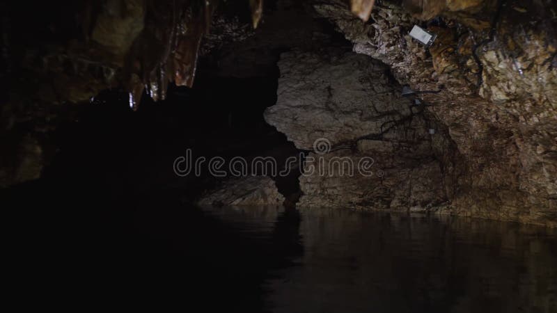 Underground Cave with Artificial Lighting. Stock Video - Video of ...