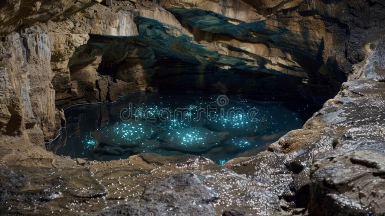 An Underground Lake Filled with Glowing Bacteria Providing a Source of ...