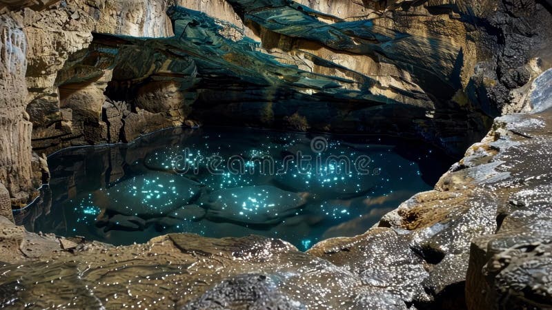 An Underground Lake Filled with Glowing Bacteria Providing a Source of ...