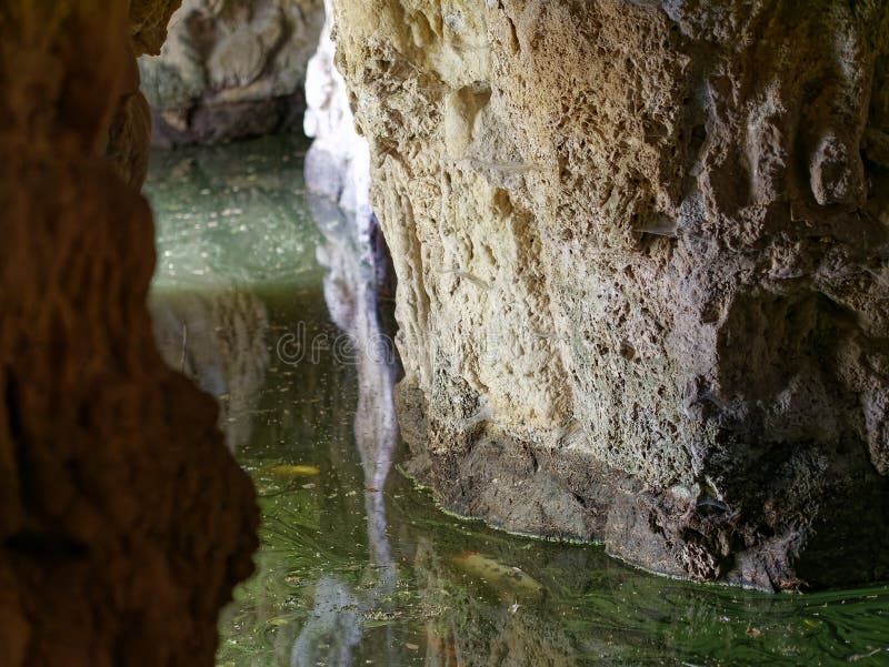 Underground Lake Inside the Natural Volcanic Caves Stock Photo - Image ...