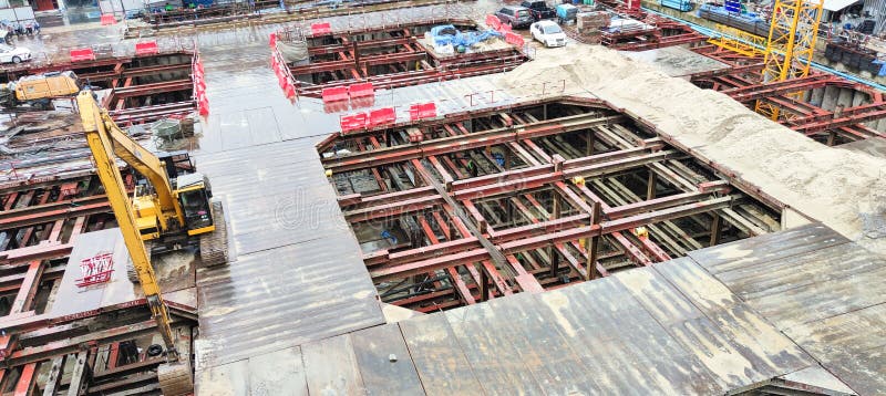 Underground Metal Structure Foundation for High-rise Building. Stock ...
