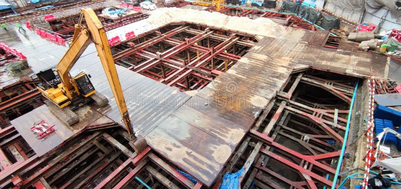 Underground Metal Structure Foundation for High-rise Building. Stock ...