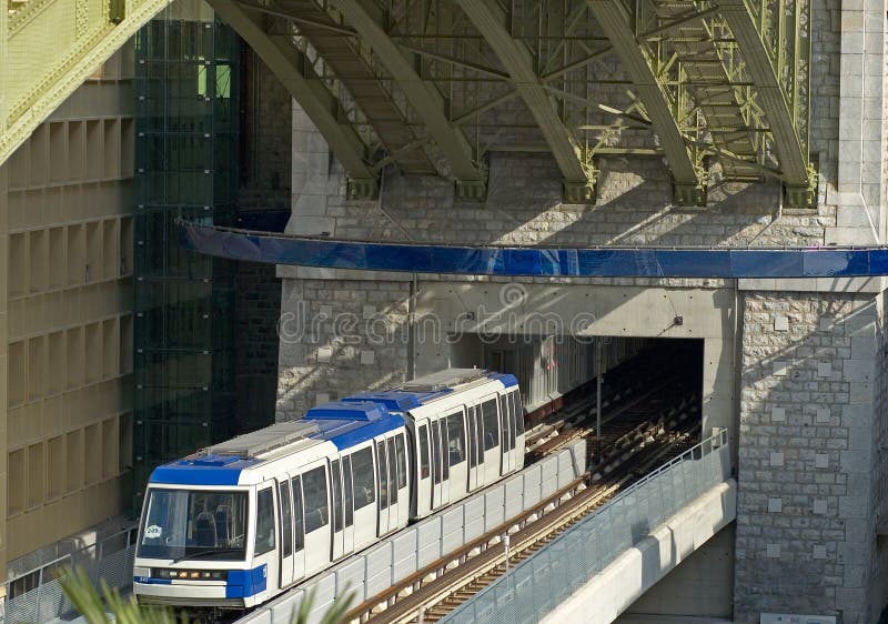 Underground Metro Train Underneath Road Bridge Stock Image - Image of ...