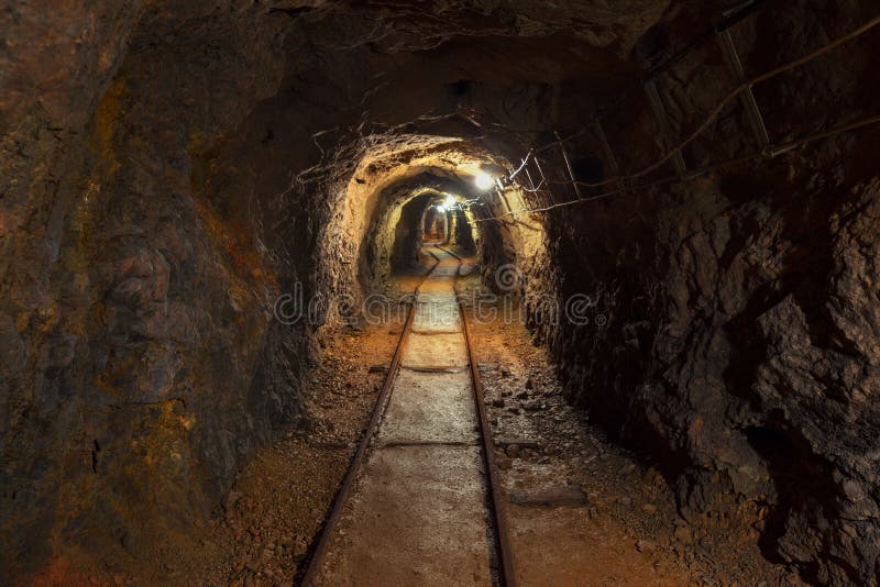 Underground Mine Passage Angle Shot Stock Image - Image of iron ...