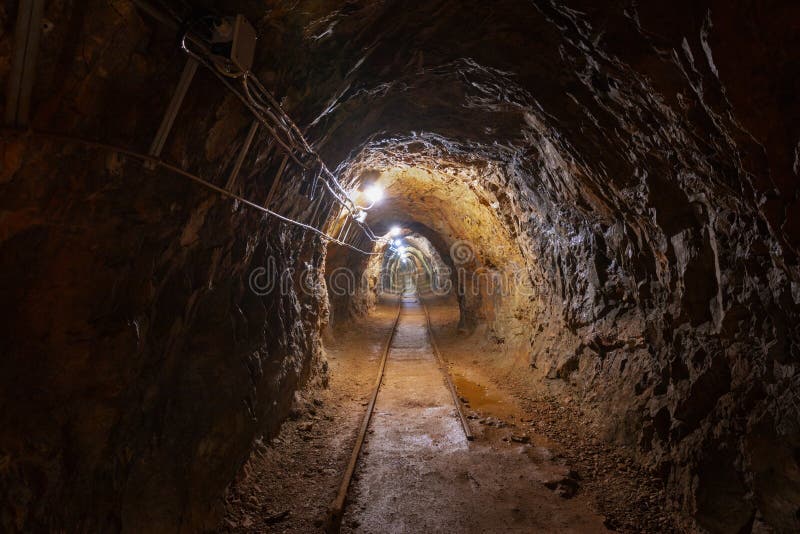 Underground Mine Passage Angle Shot Stock Photo - Image of disaster ...