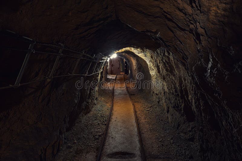 Underground Mine Passage Angle Shot Stock Photo - Image of mineral ...