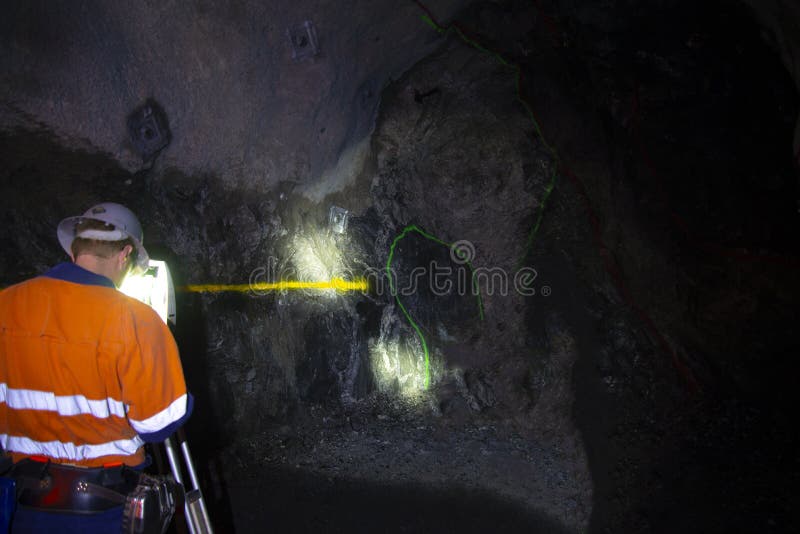 Underground Mine Surveyor editorial photography. Image of rock - 91679027