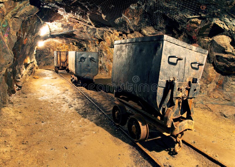 Old Mining Car Inside Tunnel Stock Photo - Image of rail, construction ...