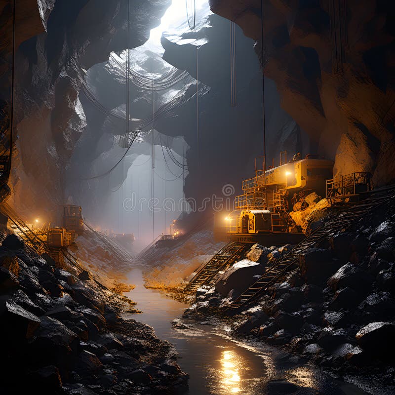 Underground Mining, Ai-generatet Stock Illustration - Illustration of ...