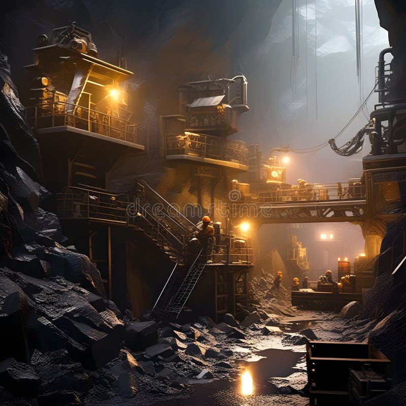 Underground Mining, Ai-generatet Stock Illustration - Illustration of ...