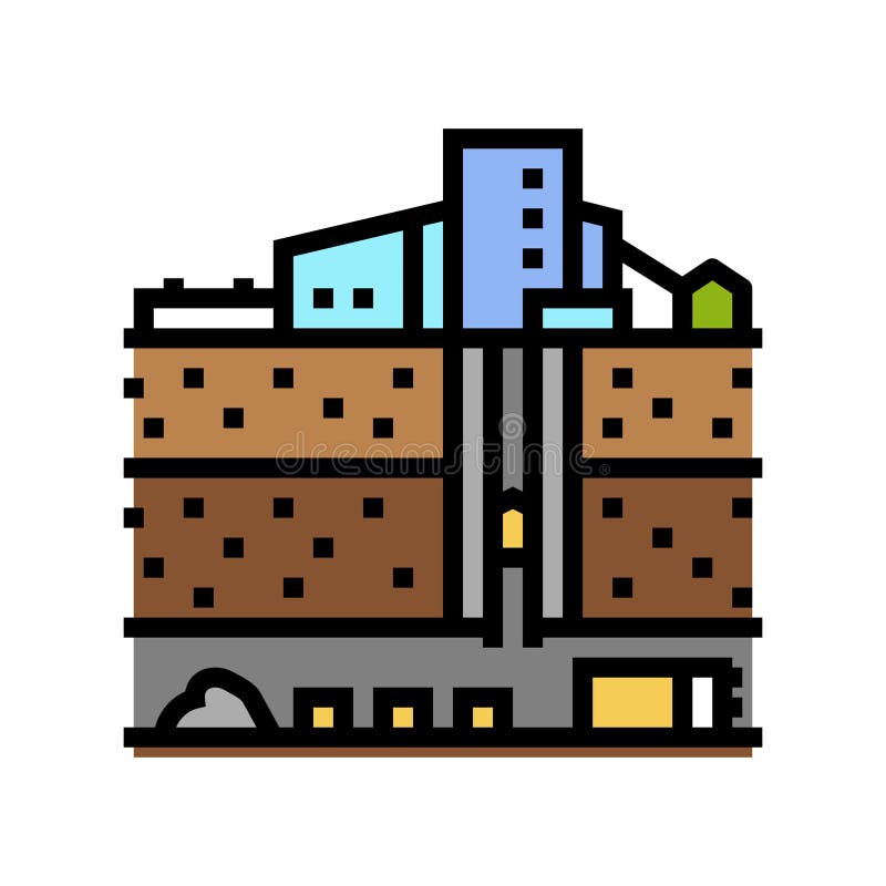 Underground Mining Color Icon Vector Illustration Stock Vector ...