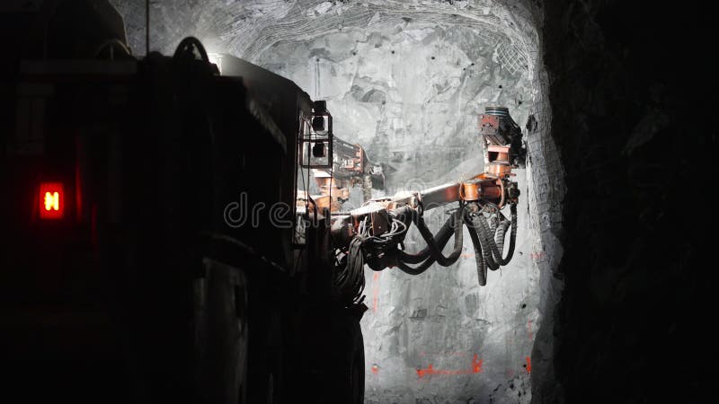 A Drilling Machine Works in an Underground Mine. Stock Footage - Video ...