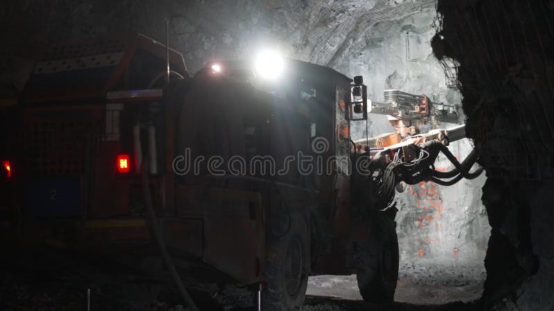 A Drilling Machine Works in an Underground Mine. Stock Footage - Video ...