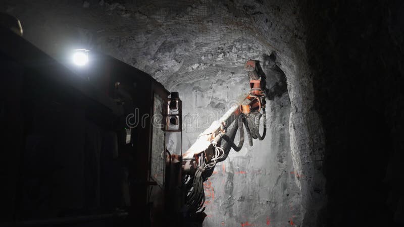 A Drilling Machine Works in an Underground Mine. Stock Video - Video of ...