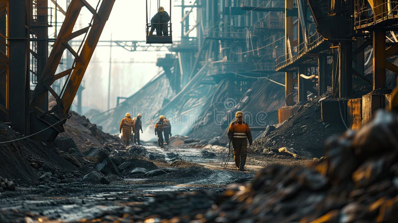Underground Mining Mine with Miners Stock Image - Image of miners, dump ...