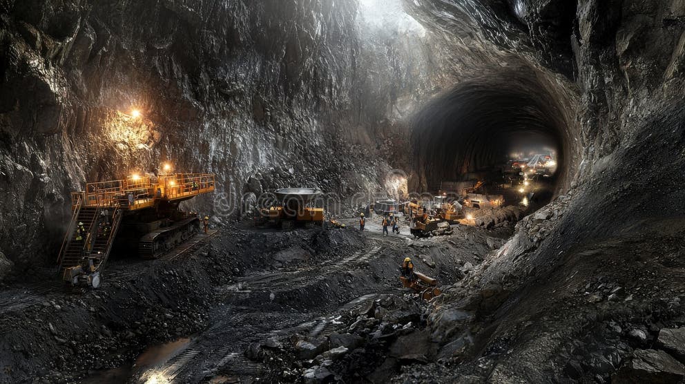 Underground Mining Operation Scene Deep Earth Digital Rendering ...