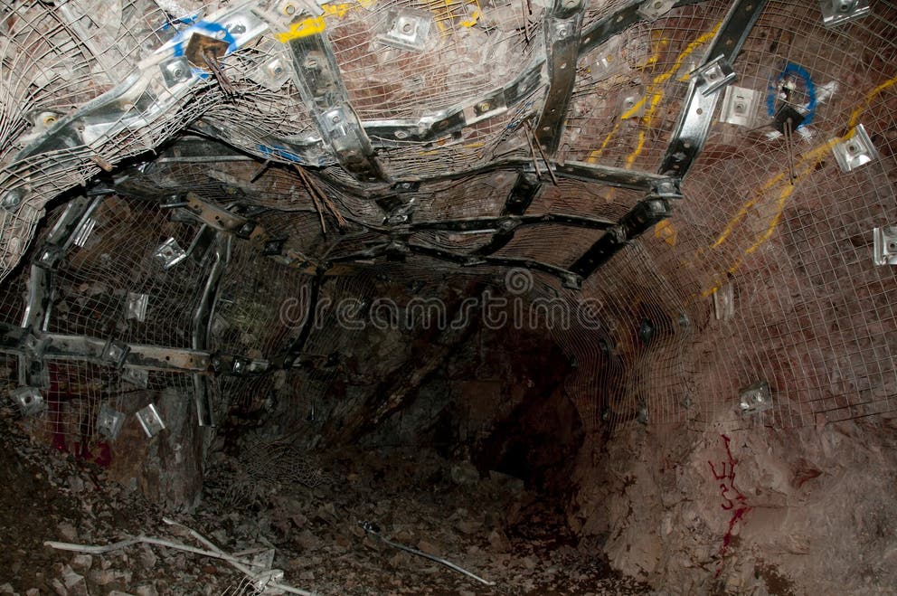 Underground Mining Support Mesh Stock Image - Image of cable, mining ...