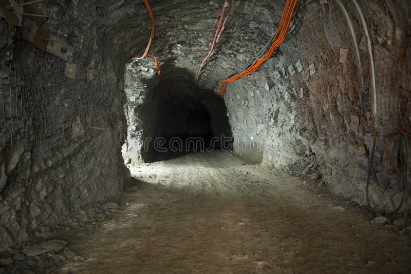 Underground Mining Tunnel stock image. Image of reinforced - 148382561