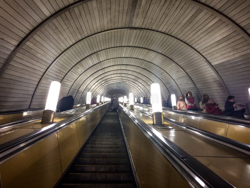 Underground in Moscow, Russia Editorial Stock Photo - Image of train ...
