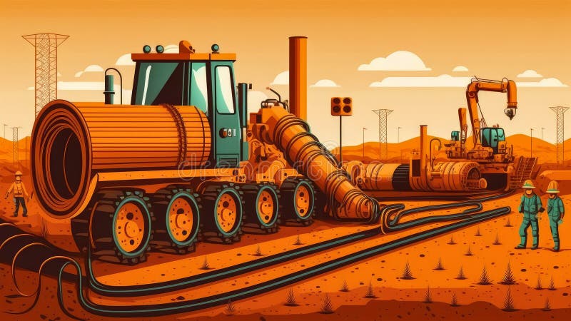 Underground Natural Gas Pipeline Construction with Excavation Machinery ... Underground Natural Gas Pipeline Construction with Excavation Machinery ...