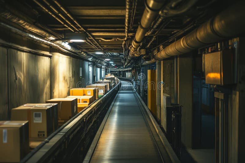 Underground Package Sorting Facility Stock Illustration - Illustration ...