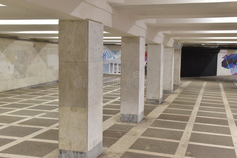 Underground Passage in the City. the Underground Passage is Lined with ...