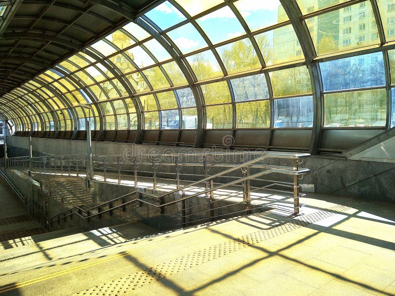 Underground Passage with Colored Glass Stock Image - Image of passage ...