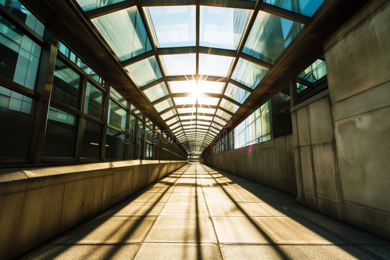 Underground Passage with Glass Ceiling Stock Photo - Image of roof ...