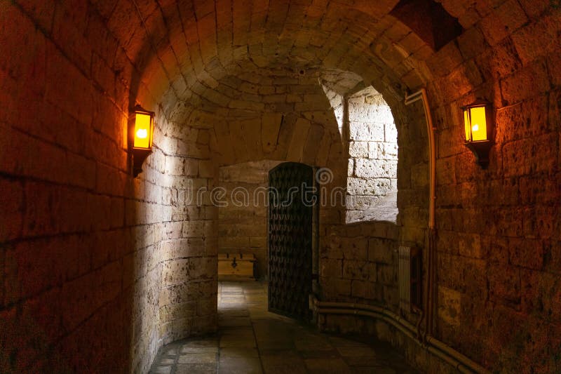 Underground Passage, Tunnel in an Ancient Castle Stock Image - Image of ...