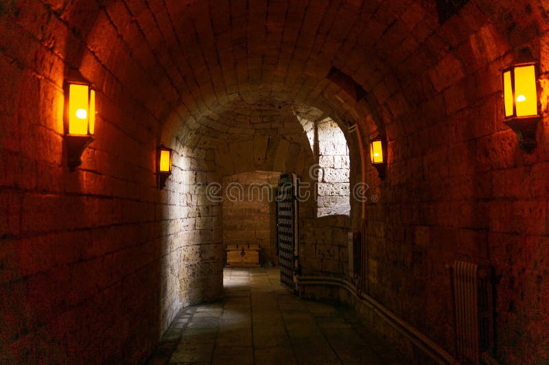 Underground Passage, Tunnel in an Ancient Castle Stock Image - Image of ...
