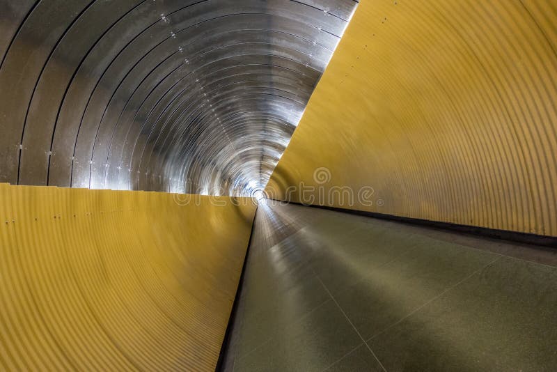 Underground Pedestrian Tunnel. Twisted Perspective with Modern Design ...