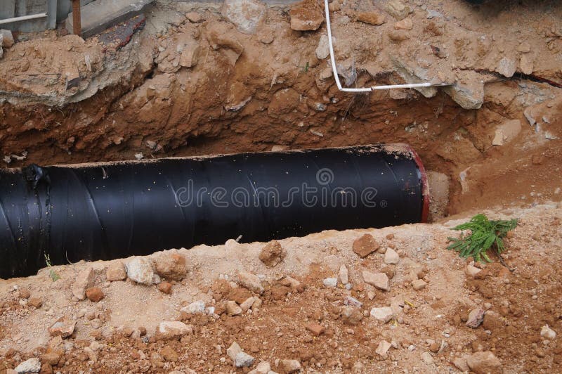 Underground Pipe Installation. Underground Utility and Services Pipe ...